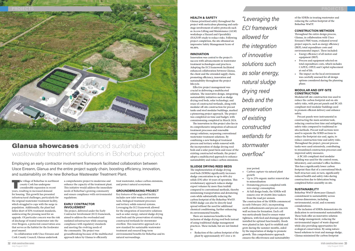 Boherbue WwTP Upgrade Features in Irish Construction News | Glanua